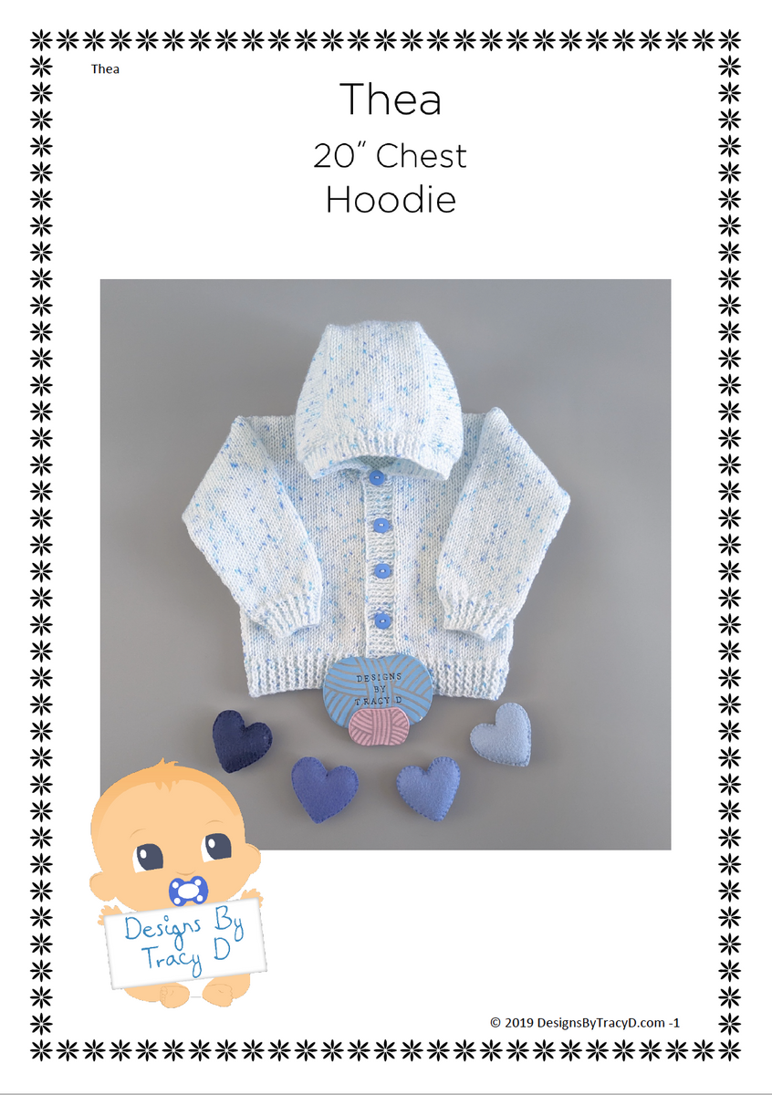 Thea Unisex Hoody Baby Knitting Pattern - Download - Designs By TracyD ...